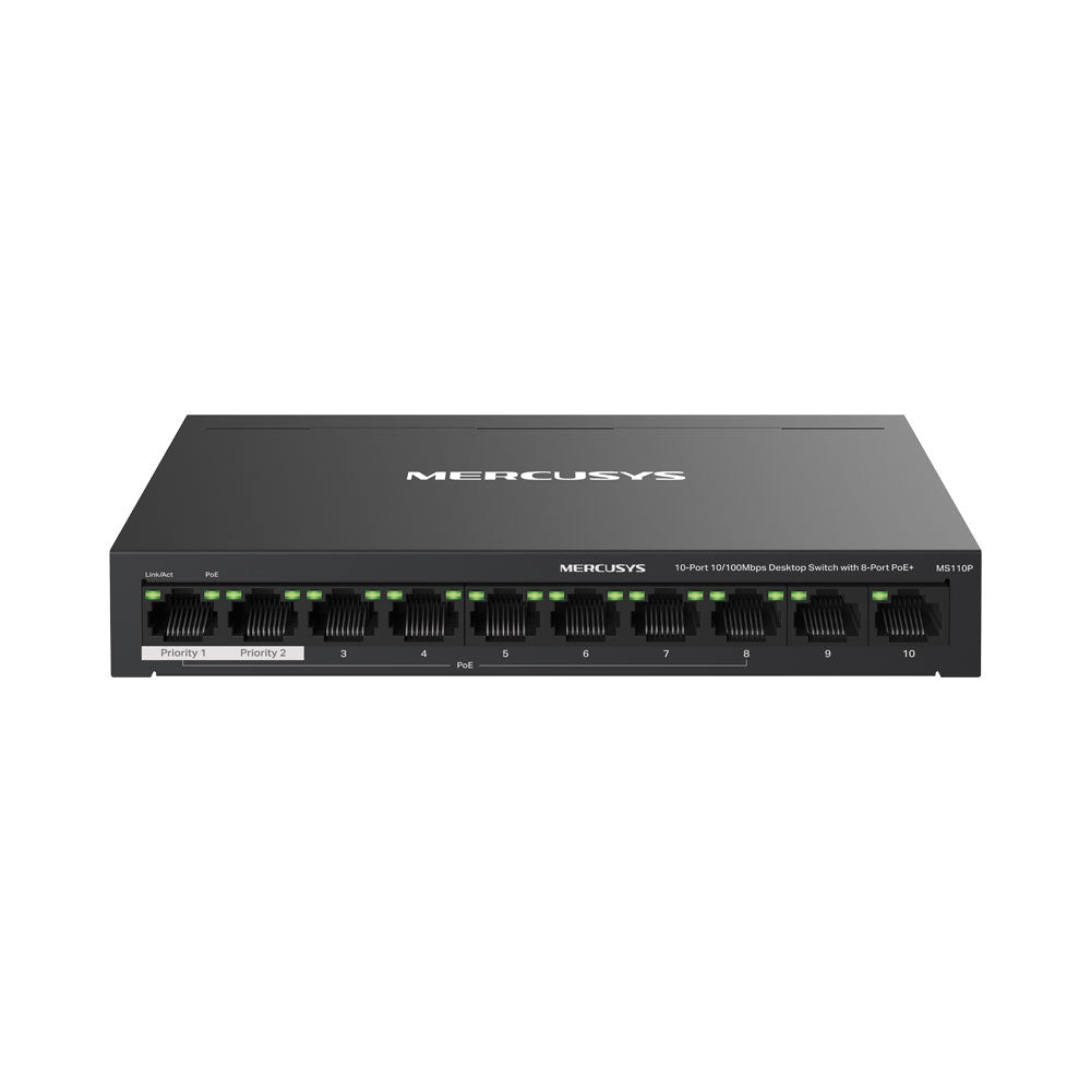 MERCUSYS MS110P | 10-PORT 10/100MBPS DESKTOP SWITCH WITH 8-PORT POE+