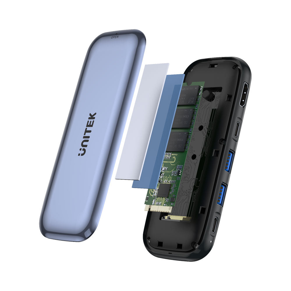UNITEK TYPE-C 6-IN-1 PORT REPLICATOR WITH M.2 SSD STORAGE (D1046A)