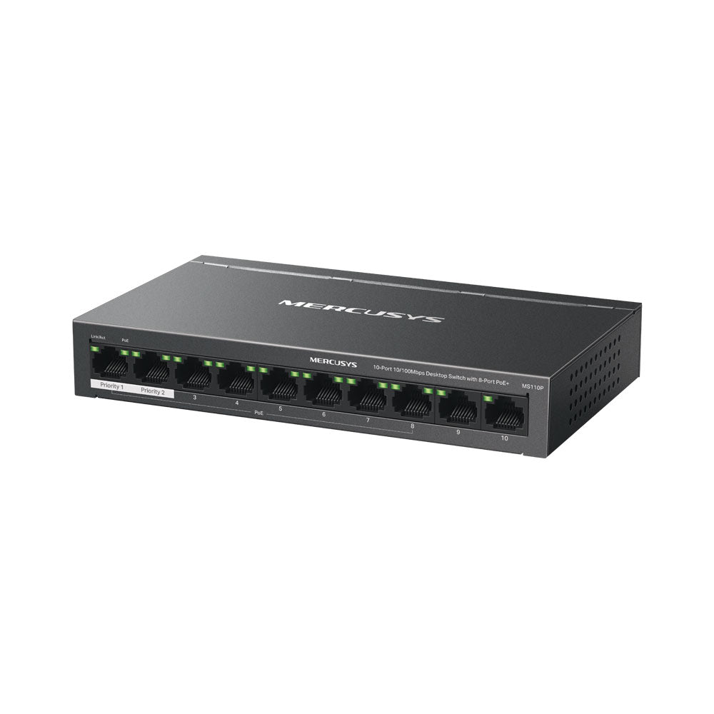 MERCUSYS MS110P | 10-PORT 10/100MBPS DESKTOP SWITCH WITH 8-PORT POE+