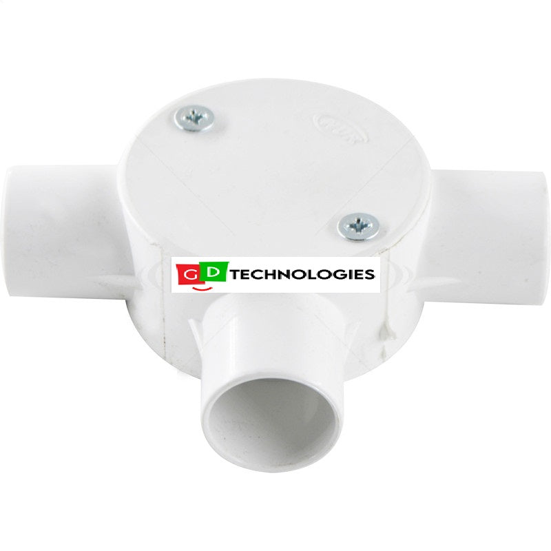 CONDUIT PVC - 25MM 3 WAY BOX - WITH LID+SCREW