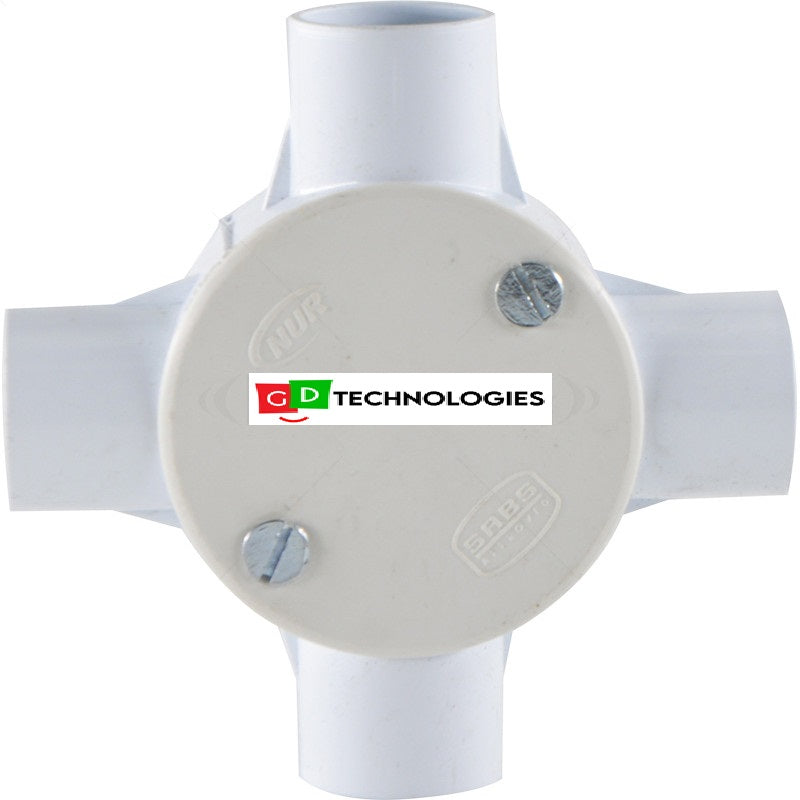 CONDUIT PVC - 25MM 4 WAY BOX - WITH LID+SCREW