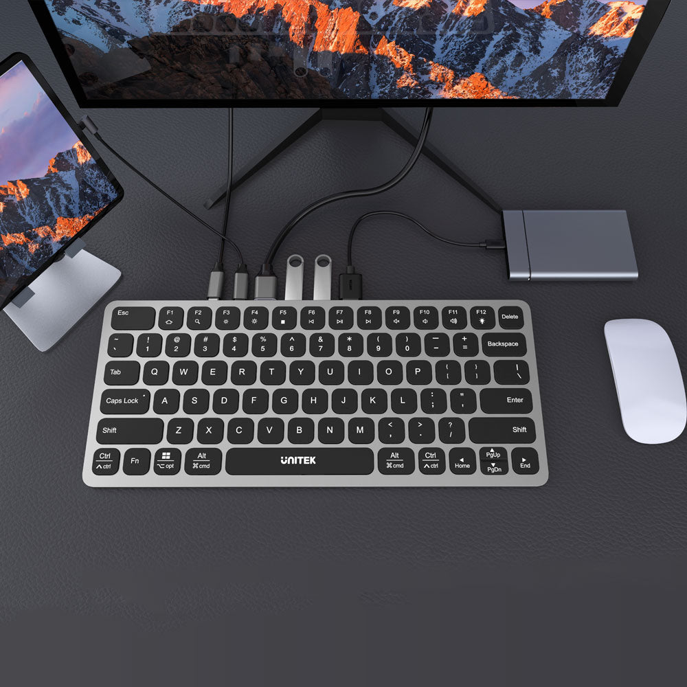 UNITEK D1092A | 9-IN-1 USB TYPE-C KEYBOARD PORT REPLICATOR WITH 100W P