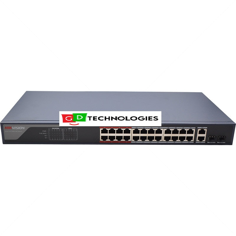 HIKVISION 24 Port 10/100 PoE Smart + 2 Gbps RJ45/SFP (Combo) Switch DS