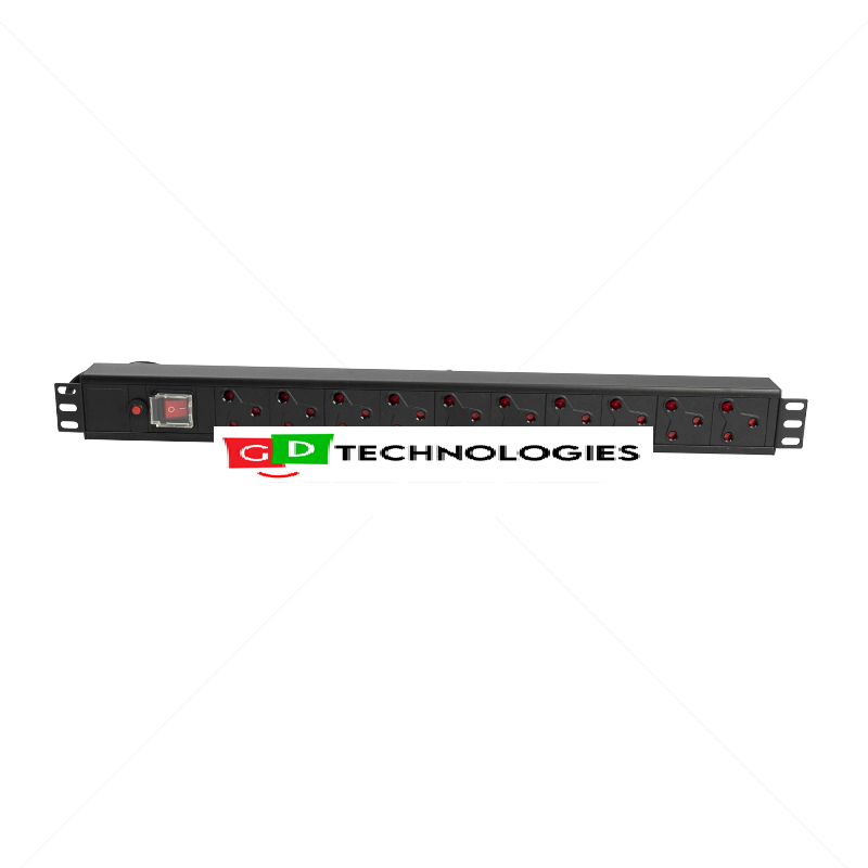 PDU 19 1.5U 10 Way 16A South Africa Outlet with On/Off Switch PDU10-SA